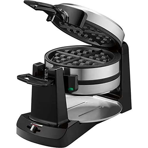 Cuisinart WAF-F40 Double Flip Belgian Waffle Maker Black/Stainless Bundle with 1 YR CPS Enhanced Protection Pack