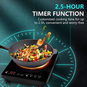 Tenavo 1800W Portable Induction Cooktop, Induction Hot Plate, Induction Burner with Sensor Touch, Single Induction Cooktop, 10 Power and Temperature Levels