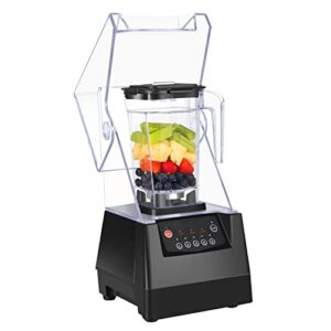 sybo super quiet commercial blender with soundproof enclosure, self-cleaning 4d blades for ice crushing, smoothies and puree, professional countertop blender, black