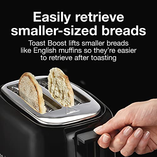 Proctor Silex 22215PS 2-Slice Extra-Wide Slot Toaster with Cool Wall, Shade Selector, Toast Boost, Auto Shut-Off and Cancel Button, Black, Discontinued