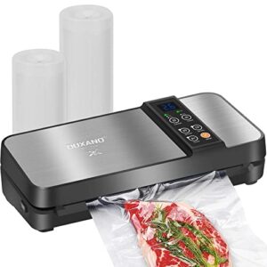 duxano vacuum sealer machine, 85kpa pro vacuum food sealer with built-in cutter and bag storage (2 bag rolls)