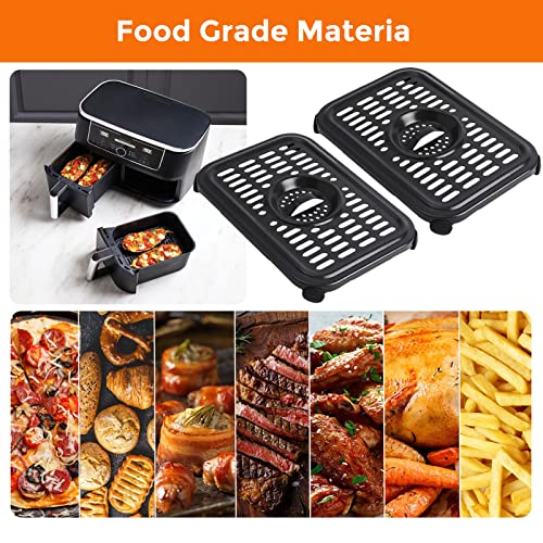 Air Fryer Grill Pan for Ninja Air Fryers, 2 Packs 8QT 10 QT Air Fryer Crisper Plate Grill Plate Tray Accessories with Rubber Bumpers for Ninja Foodi DZ201 DZ401 DZ550 AD350 Air Fryer, Dishwasher Safe