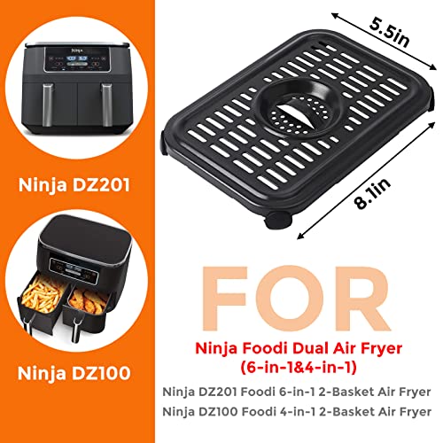 Air Fryer Grill Pan for Ninja Air Fryers, 2 Packs 8QT 10 QT Air Fryer Crisper Plate Grill Plate Tray Accessories with Rubber Bumpers for Ninja Foodi DZ201 DZ401 DZ550 AD350 Air Fryer, Dishwasher Safe