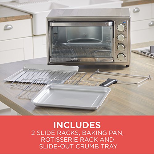 Black+Decker WCR-076 Rotisserie Toaster Oven, 9X13, Stainless Steel