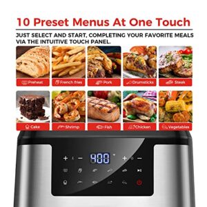 8QT Smart Digital Air Fryer with LED Touchscreen, Large Basket, and 10 Presets - Oilless Electric Cooker with Auto Shut Off - Perfect for Healthy Cooking and Easy Meal Preparation