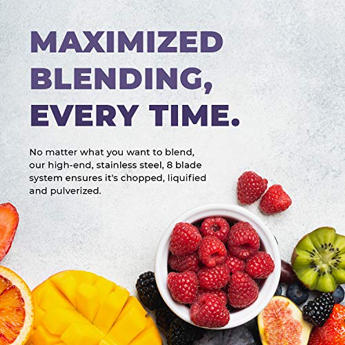 Cleanblend Ultra Blender, Low Profile Blender for Shakes and Smoothies - 40oz Compact Countertop Smoothie Blender/Maler - 8-Blade Stainless Steel, 1,000 Watt Motor, BPA-Free Tamper Wand Included