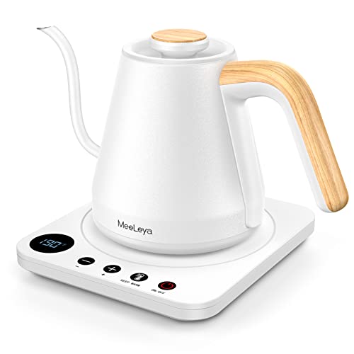 MeeLeya Electric Gooseneck Kettle with Temperature Control, Pour Over Coffee Kettle & Tea Kettle, Electric Kettle 1200 Watt, 0.8L (White)