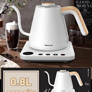 MeeLeya Electric Gooseneck Kettle with Temperature Control, Pour Over Coffee Kettle & Tea Kettle, Electric Kettle 1200 Watt, 0.8L (White)