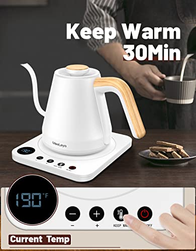 MeeLeya Electric Gooseneck Kettle with Temperature Control, Pour Over Coffee Kettle & Tea Kettle, Electric Kettle 1200 Watt, 0.8L (White)