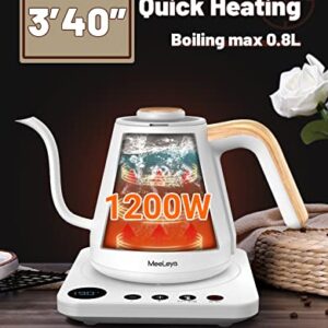 MeeLeya Electric Gooseneck Kettle with Temperature Control, Pour Over Coffee Kettle & Tea Kettle, Electric Kettle 1200 Watt, 0.8L (White)