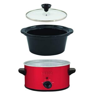 NESCO SC-150R, Oval Slower Cooker, Red, Ceramic, 1.5 quart, 120 watts