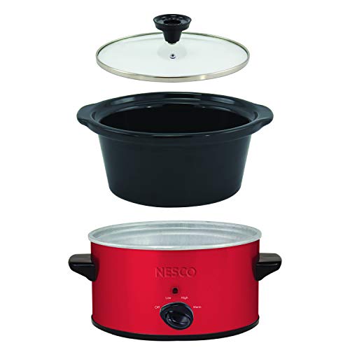 NESCO SC-150R, Oval Slower Cooker, Red, Ceramic, 1.5 quart, 120 watts