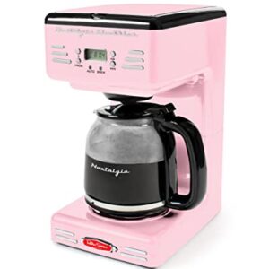 Nostalgia Retro 12-Cup Programmable Coffee Maker With LED Display, Automatic Shut-Off & Keep Warm, Pause-And-Serve Function, Pink