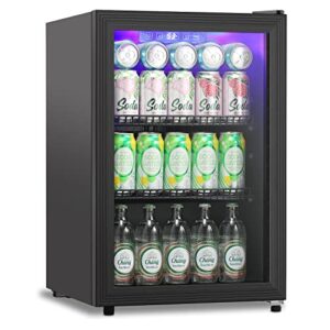 cowsar mini fridge 2.4 cu.ft beverage refrigerator small wine fridge 17 inch wine cooler wine and beer fridge with glass door for office bedroom