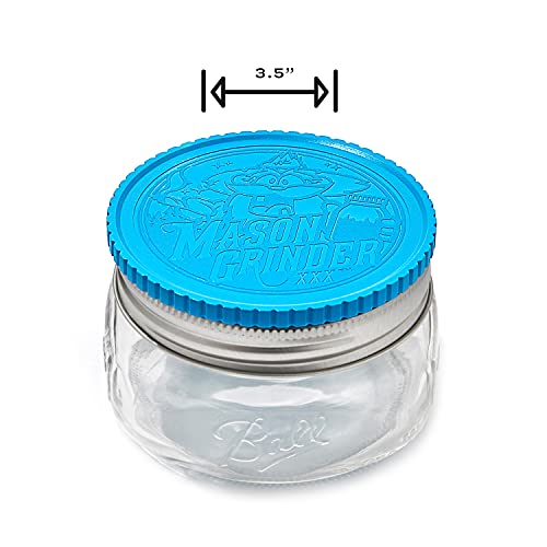 2 Piece Herb Grinder with Holes by Mason Grinder - Large Mouth - 2 Piece Herb Grinder with Holes - Fits on Wide Mason Jars (Jar Not Included)