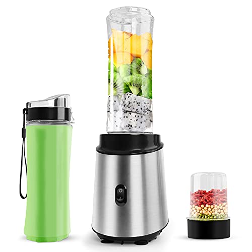 Personal Shakes Smoothies Blender juicer - Small Frozen Food and Vegetable Fruit Electric Mix Processor with 2x600 Juicer Cup and One Grind Bottle & Kitchen Travel