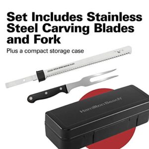 Hamilton Beach Set Electric Carving Knife for Meats, Poultry, Bread, Crafting Foam and More, Storage Case and Serving Fork Included, Black (74277)