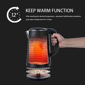 Murasakino Electric Kettle,Electric Kettle Temperature Control,Touch Screen Control, 12 Hour Keep Warm Function,Electric Kettle with Temperature Control,BPA Free Tea Kettle,Black