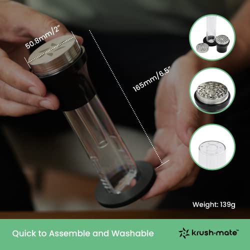 Krushmate Herb Grinder and Cone Loader 2 Inch Zinc Alloy All-in-One Pre Rolled Cone Filler Device