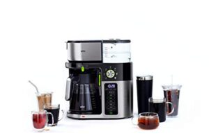 braun multiserve coffee machine 7 programmable brew sizes / 3 strengths + iced coffee & hot water for tea, glass carafe (10-cup), stainless/black, kf9150bk