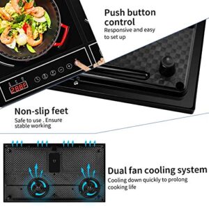 CUISUNYO Double Induction Cooktop Power Sharing Portable Induction Burner 1800w Countertop Temperature and Power Settings Electric Burner with Timer and Digital Control