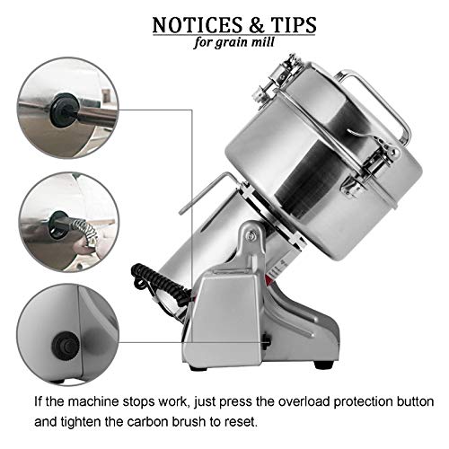 APWONE 2000gram Electric Grain Mills Grinder Powder LCD Digital Stainless Steel Ultra Grinder Machine for Kitchen Herb Spice Pepper Coffee Corn