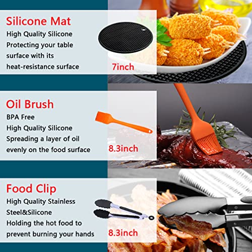 Air Fryer Accessories,7inch Air Fryer Accessories,fit for 3.2QT-5.8QT Ninja Gowise Cosori Phillips Nuwave Air Fryers and more,Nonstick Coating, Dishwasher Safe,with Cookbook,Set of 17