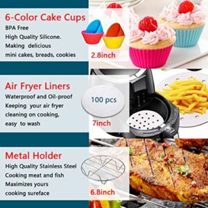 Air Fryer Accessories,7inch Air Fryer Accessories,fit for 3.2QT-5.8QT Ninja Gowise Cosori Phillips Nuwave Air Fryers and more,Nonstick Coating, Dishwasher Safe,with Cookbook,Set of 17