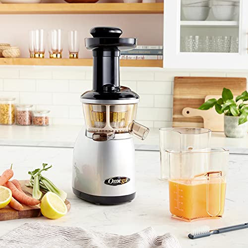 Omega Vertical Low Speed Juicer, 150-Watt, Silver