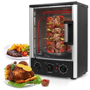 nutrichef pkrt97 upgraded multi-function rotisserie vertical countertop oven with bake, turkey thanksgiving, broil roasting kebab rack with adjustable settings, 2 shelves 1500 watt-pkrt97, 1500w