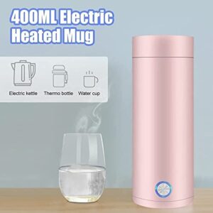 Travel Electric Kettle, 400ml Portable Electric Kettle for Boiling Water, Water Boiler with Keep Warm Function, Small Portable Kettle Travel Tea Kettle with Fast Boil and Automatic Shut of (Pink)