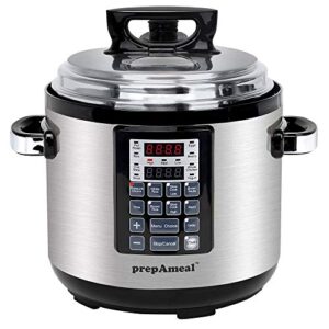 prepameal 6qt 8 in 1 pressure cooker multiuse programmable instant cooker pressure pot with slow cooker, rice cooker, steamer, sauté, yogurt, warmer