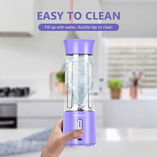 Portable Blender for Shakes and Smoothies,500ml Electric Juicer, 4000mAh Smoothie Blender with BPA-Free Material, USB Rechargeable Fresh Juice Blender for Travel, Gym, Outdoors, and Home, lavender purple