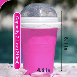 Slushie maker cup, Homemade Squeeze Icy Cup, Quick Frozen Magic Cup Slushy With Lids And Straws For Kids & Adults (Pink) blue,green and pink 17cmx8.3cm