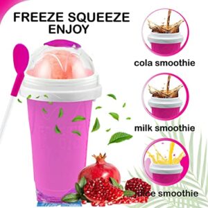 Slushie maker cup, Homemade Squeeze Icy Cup, Quick Frozen Magic Cup Slushy With Lids And Straws For Kids & Adults (Pink) blue,green and pink 17cmx8.3cm