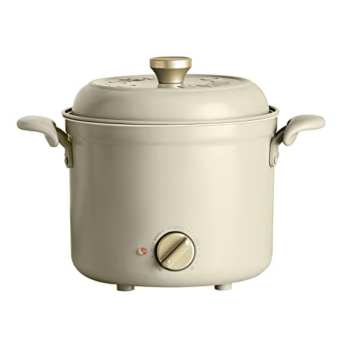 soseki Hot Pot Electric, 1.0L Electric Cooker with Non-Stick Pot, 800W Small Ramen Cooker Made of Stainless Steel For 1-2 people, Electric Pot For Oatmeal,Macaroni,Borscht(Gray)