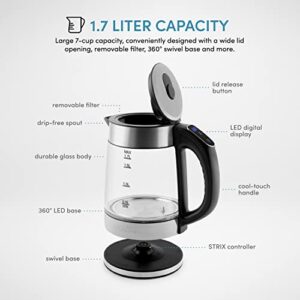 AROMA® Professional 1.7L / 7-Cup Digital Glass Water Kettle (AWK-170D)