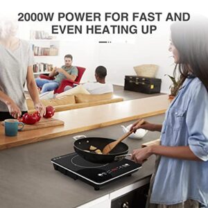 VBGK Portable Induction Cooktop With Ultra Thin Body, Low Noise Hot Plate With 1800W Sensor Touch Single Electric Cooktops Countertop Stove With 9 Temperature & Power Levels, 3-hour Timer, Safety Lock Induction Cooktop