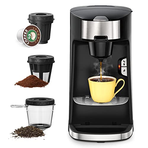 Coffee Maker, 3 in 1 Coffee & Tea Maker for K Cup, Loose Leaf Tea & Ground Coffee Compatible, with Fast & Fresh Brewed, 8 to 14 Oz. Brew Sizes and Self Cleaning Function