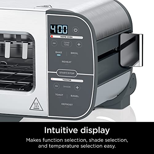 Ninja ST101 Foodi 2-in-1 Flip Toaster, 2-Slice Capacity, Compact Toaster Oven, Snack Maker, Reheat, Defrost, 1500 Watts, Stainless Steel (Renewed), 2-Slice Compact Oven Capacity