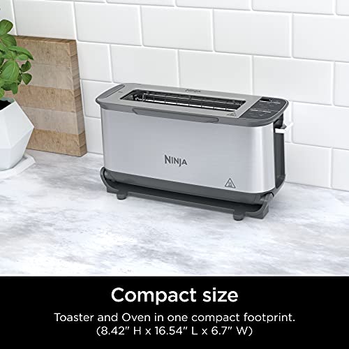 Ninja ST101 Foodi 2-in-1 Flip Toaster, 2-Slice Capacity, Compact Toaster Oven, Snack Maker, Reheat, Defrost, 1500 Watts, Stainless Steel (Renewed), 2-Slice Compact Oven Capacity