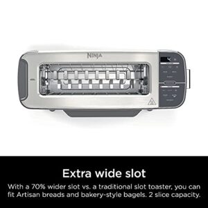 Ninja ST101 Foodi 2-in-1 Flip Toaster, 2-Slice Capacity, Compact Toaster Oven, Snack Maker, Reheat, Defrost, 1500 Watts, Stainless Steel (Renewed), 2-Slice Compact Oven Capacity