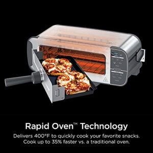 Ninja ST101 Foodi 2-in-1 Flip Toaster, 2-Slice Capacity, Compact Toaster Oven, Snack Maker, Reheat, Defrost, 1500 Watts, Stainless Steel (Renewed), 2-Slice Compact Oven Capacity