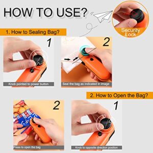 Mini Bag Sealer, 2 in 1 Bag Sealer Heat Seal Rechargeable and Cutter, Mini Chip Bag Sealer Heat Seal with Soft Magnetic -Black