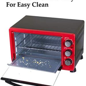 LUBY Convection Toaster Oven with Timer, Toast, Broil Settings, Includes Baking Pan, Rack and Crumb Tray, 6-Slice, Red