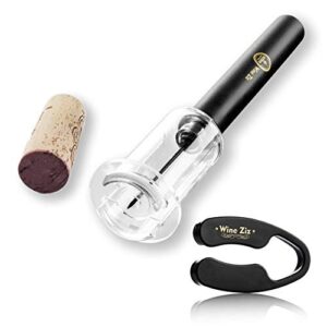 wine ziz amazingly simple wine opener with foil cutter gift set for wine lovers | wine pump air pressure wine bottle opener easy cork remover corkscrew | wine bottle openers (black, 2)