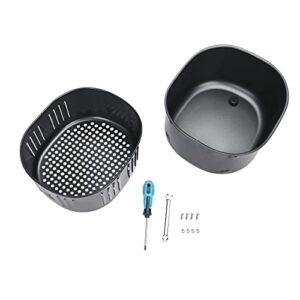 air fryer inner basket & outer basket for power air fryer xl 5.3qt,air fryer basket set for gowise usa air fryer 5.8qt,non-stick fry basket for dash deluxe 6qt air fryer,air fryer accessories