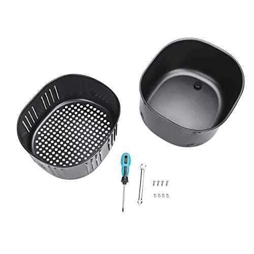 Air Fryer Inner Basket & Outer Basket for Power Air Fryer XL 5.3qt,Air Fryer Basket Set for Gowise USA Air Fryer 5.8qt,Non-Stick Fry Basket for Dash Deluxe 6qt Air Fryer,Air Fryer Accessories