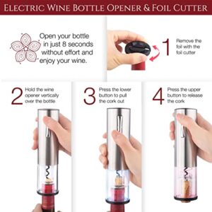 Wine Gifts Set – Luxurious Wine Accessories Set with Wooden Box- Wine Set includes Rechargeable Wine Opener, Aerator, Wine Stoppers & Pairing Guide- The Best Wine Basket Gift - Wine Gifts for Women