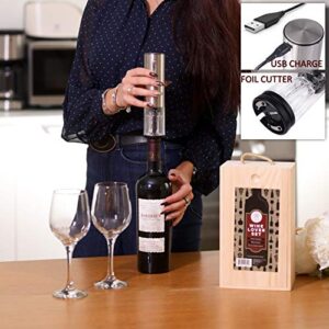 Wine Gifts Set – Luxurious Wine Accessories Set with Wooden Box- Wine Set includes Rechargeable Wine Opener, Aerator, Wine Stoppers & Pairing Guide- The Best Wine Basket Gift - Wine Gifts for Women